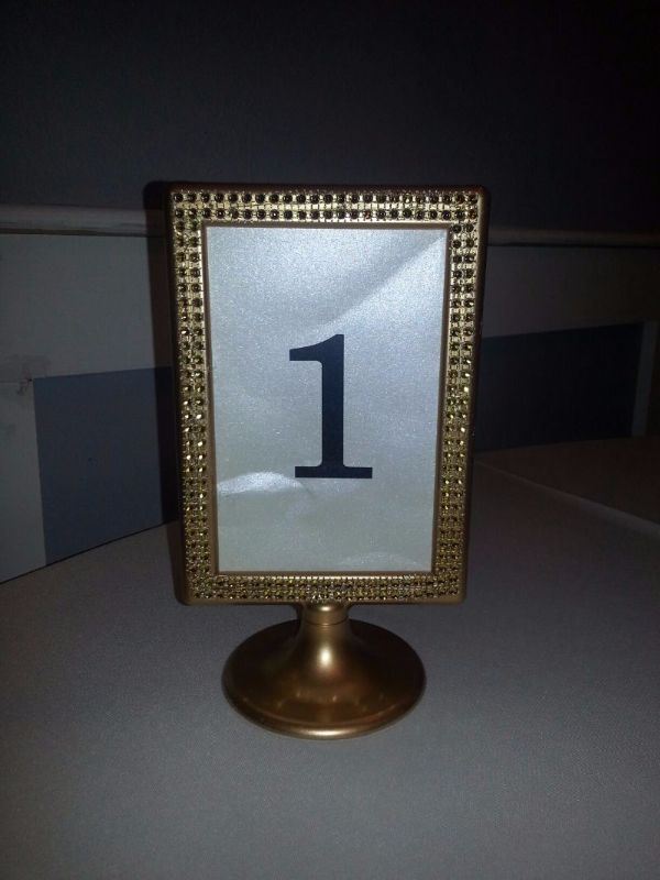 Table Numbers (Bling frame) - Gold | Linens and Events